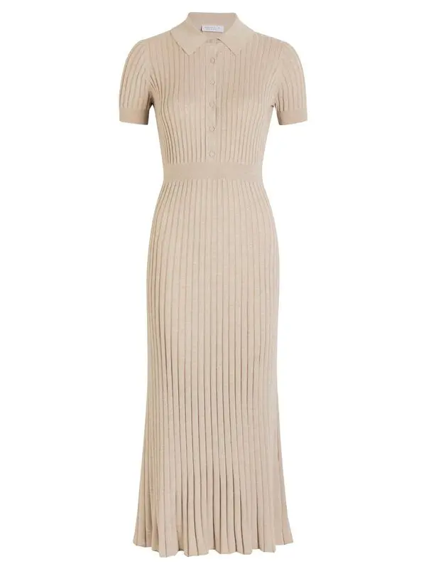 Gabriela Hearst Amor Silk And Cashmere-blend Midi Dress - Beige