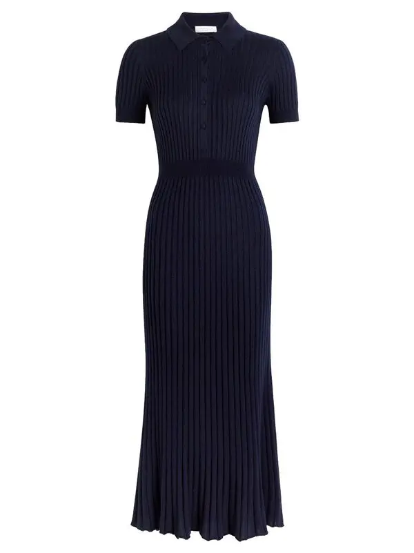 Gabriela Hearst Amor Silk And Cashmere-blend Midi Dress - Navy
