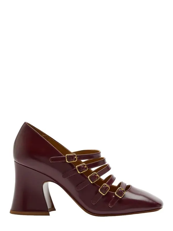 Chloé Janis 80 Multi-strap Leather Pumps - Burgundy