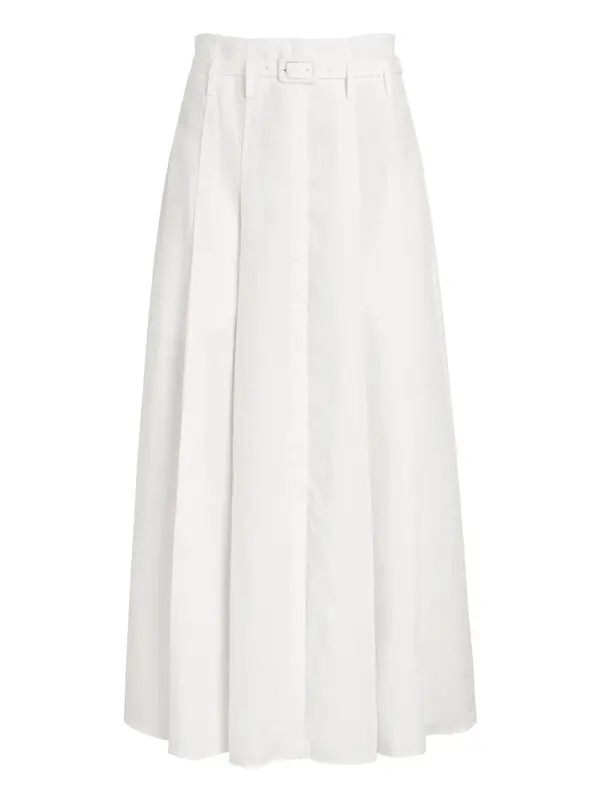 Gabriela Hearst Dugald Pleated Linen Maxi Skirt - White