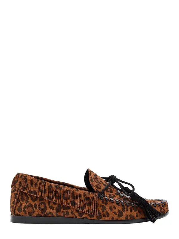 Isabel Marant Fitza Fringed Suede Loafers - Leopard