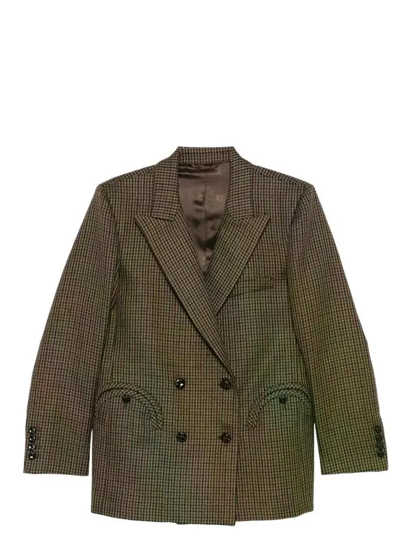 BLAZÉ MILANO Houndstooth Double-breasted Jacket - Brown