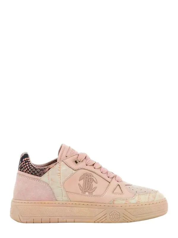 Roberto Cavalli Mirror Snake-appliqué Sneakers - Pink