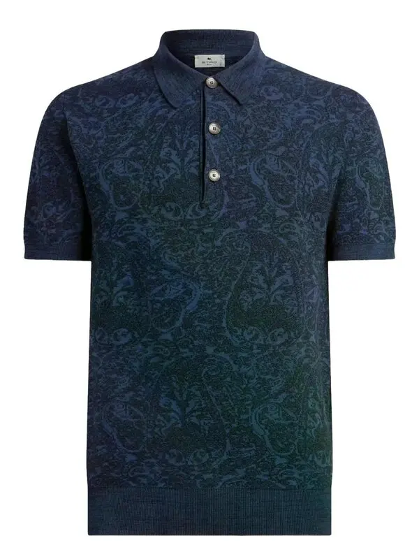 Etro Paisley-jacquard Polo Shirt - Blue