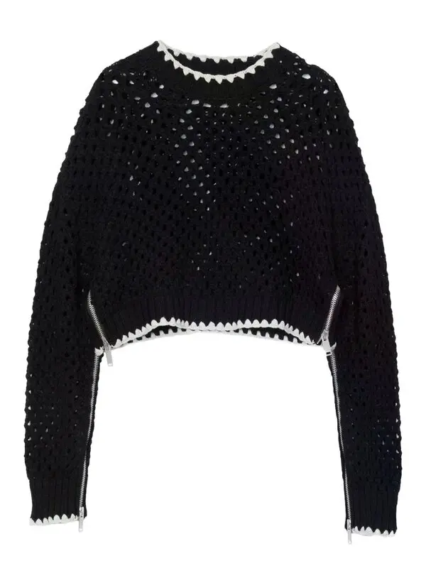 3.1 Phillip Lim Crochet Detail Zip-cuff Sweater - Black