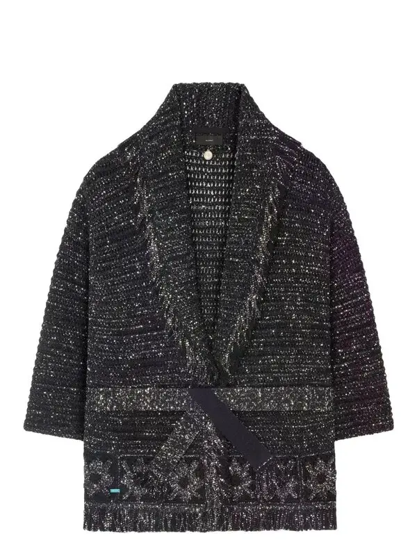 Alanui City Lights Fringed Sequin Cardigan - Black