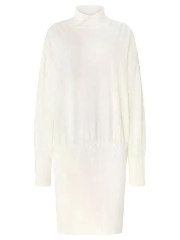 GENNY High-neck Long-sleeve Dress - White
