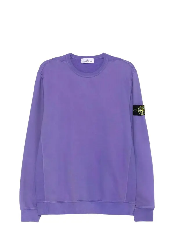 Stone Island Logo-patch Crew-neck Sweatshirt - Purple