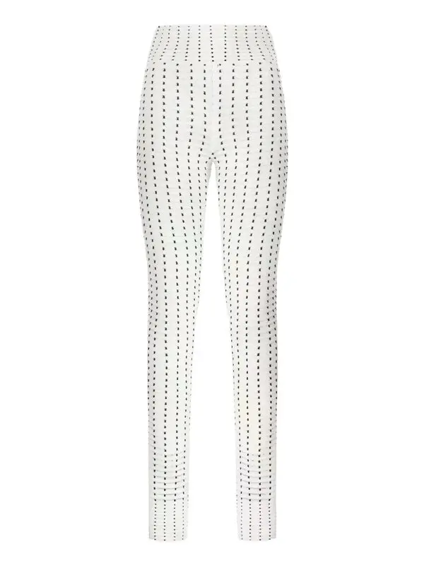 GENNY Grid-pattern Leggings - White
