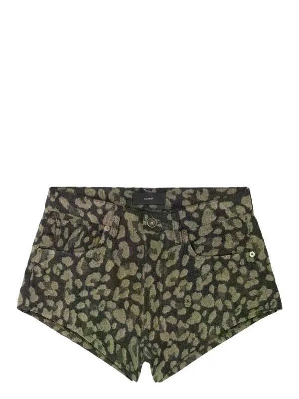 Alanui Leopard-print Denim Shorts - 0717-ardesia-dark Dust