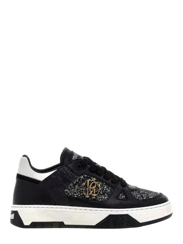 Roberto Cavalli Mirror Snake-plaque Sneakers - D0146 Black