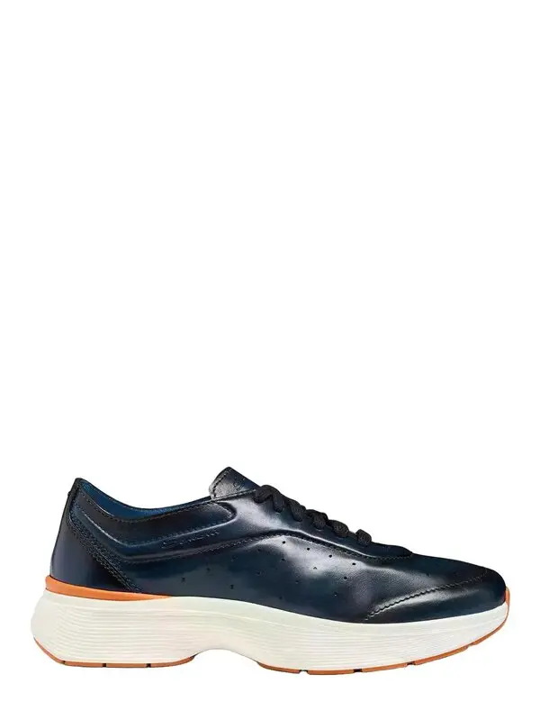 Santoni Perforated Leather Sneakers - Blue