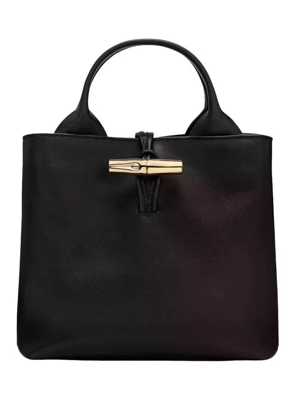 Longchamp Le Roseau Small Leather Tote Bag With Bamboo Clasp - Black