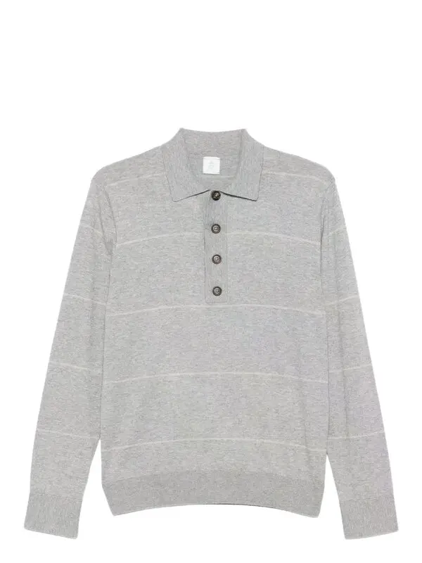 Eleventy Striped Polo Shirt - Grey