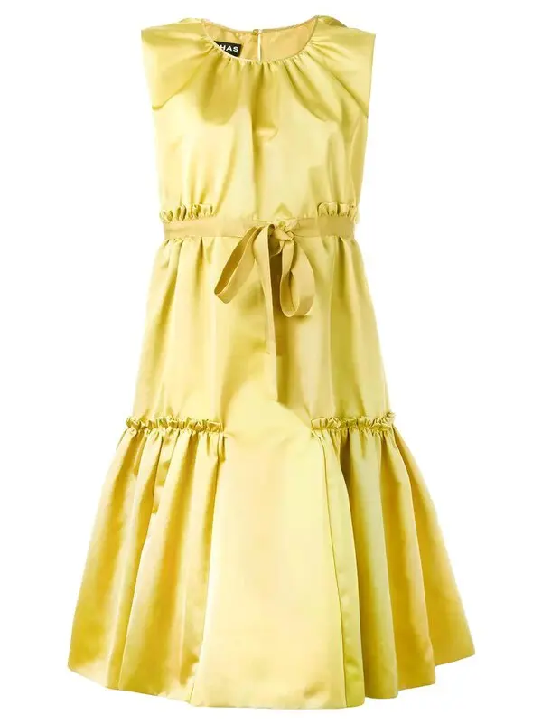 Rochas Pleated Trim Flared Dress - Yellow