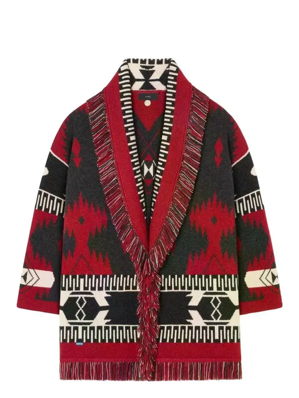 Alanui Icon-jacquard Cardigan - Red
