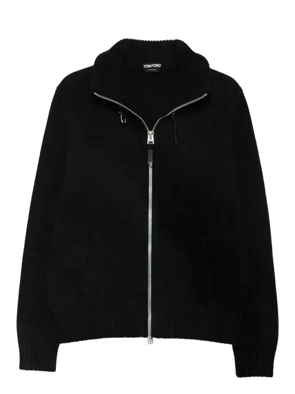 TOM FORD Zip-front Ribbed Wool Jacket - Black
