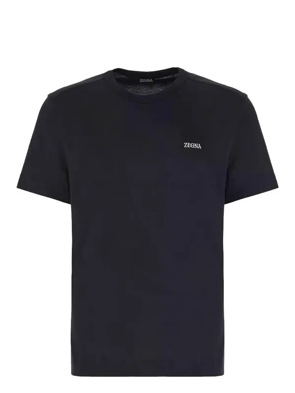 Zegna Embroidered-logo Polo Shirt - Blue