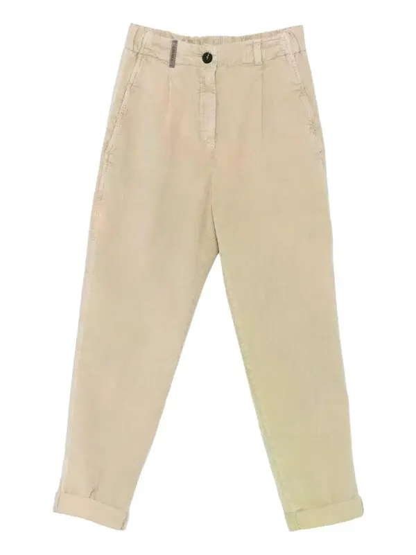 Peserico Pleated Trousers With Cuffed Hem - Neutrals