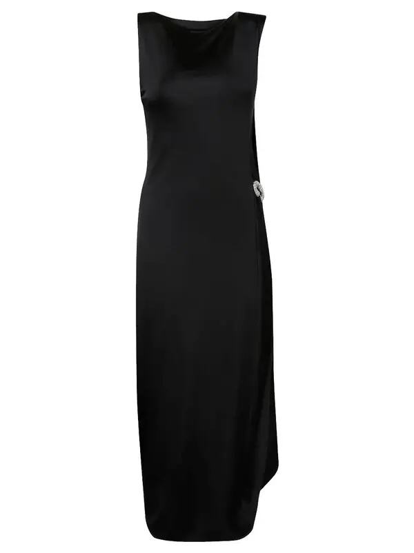 Victoria Beckham Crystal-embellished Draped Midi Dress - Black