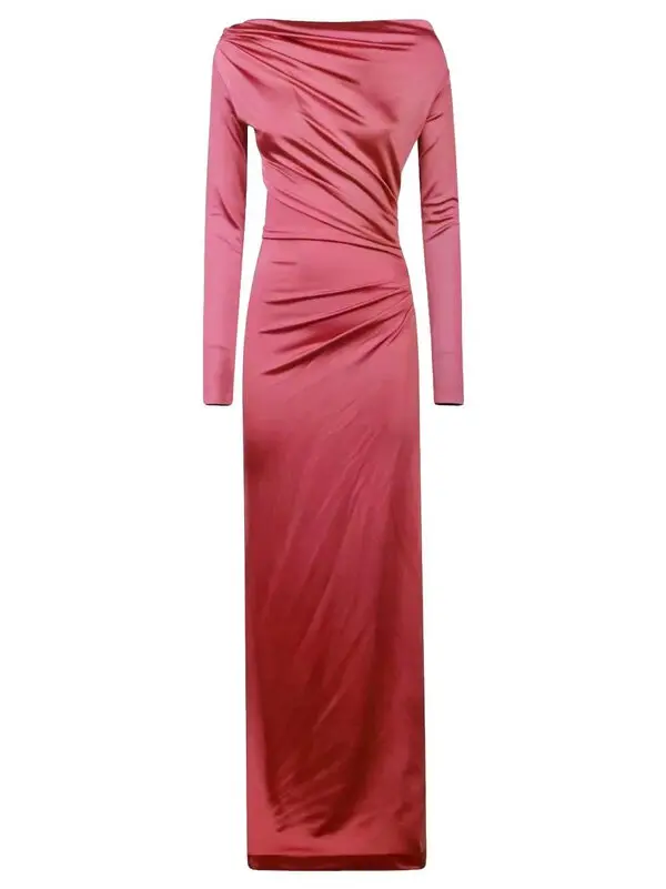 Victoria Beckham Draped Long-sleeve Maxi Dress - Pink