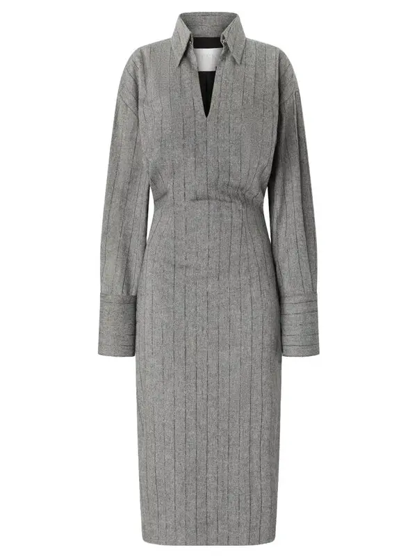 GENNY Stripe-pattern Midi Dress - Grey
