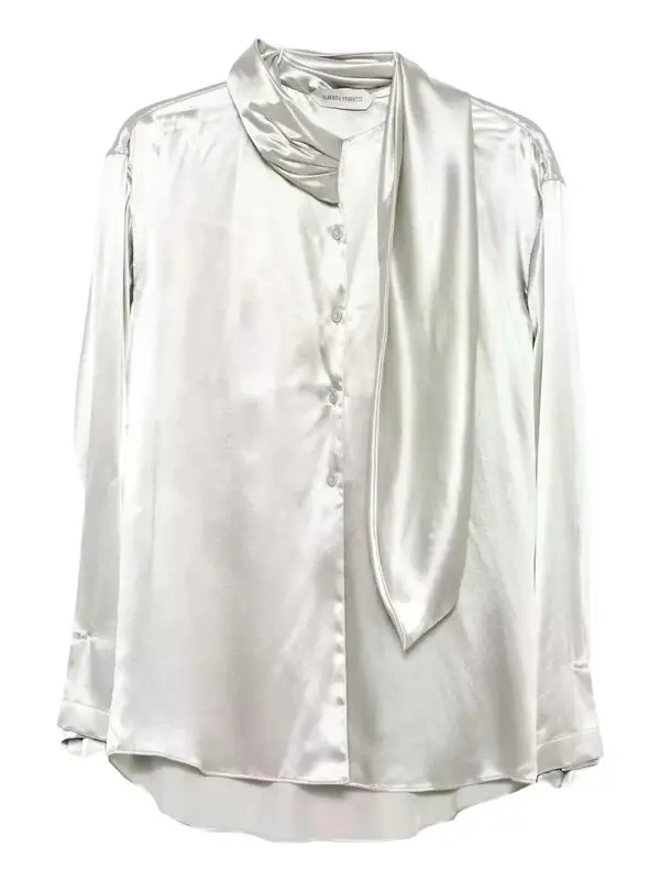 Alberta Ferretti Satin Tie-neck Shirt - Grey
