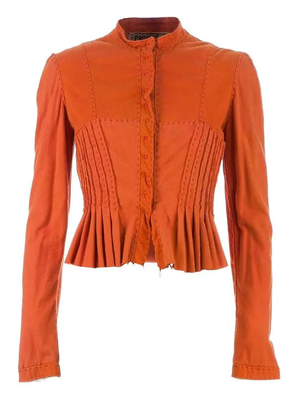 PROJET ALABAMA Pleated Cropped Jacket - Orange