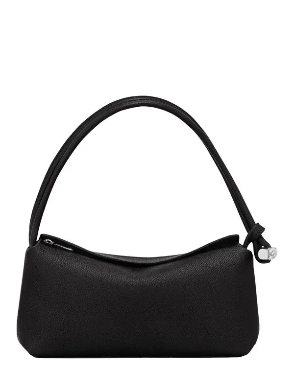 Longchamp Le Roseau Leather Shoulder Bag - Black