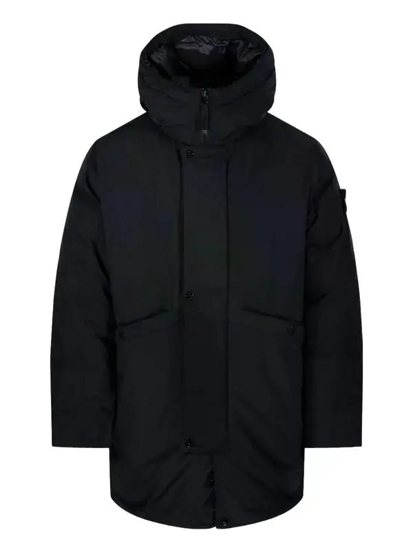 Stone Island Hooded Padded Coat - Black