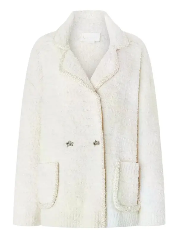 GENNY Embellished Double-breasted Jacket - White