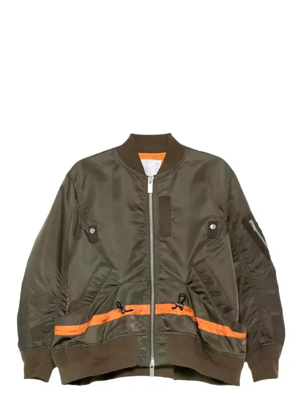 Sacai Stripe-detail Zip-up Bomber Jacket - Brown