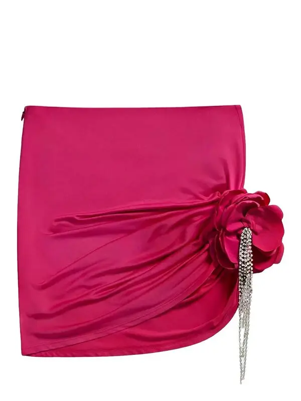 AREA Floral-embellished Draped Mini Skirt - Pink