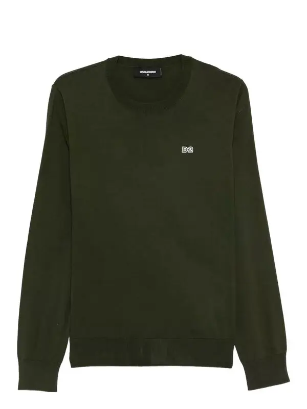 Dsquared2 Cotton Jumper With Logo Appliqu - Green