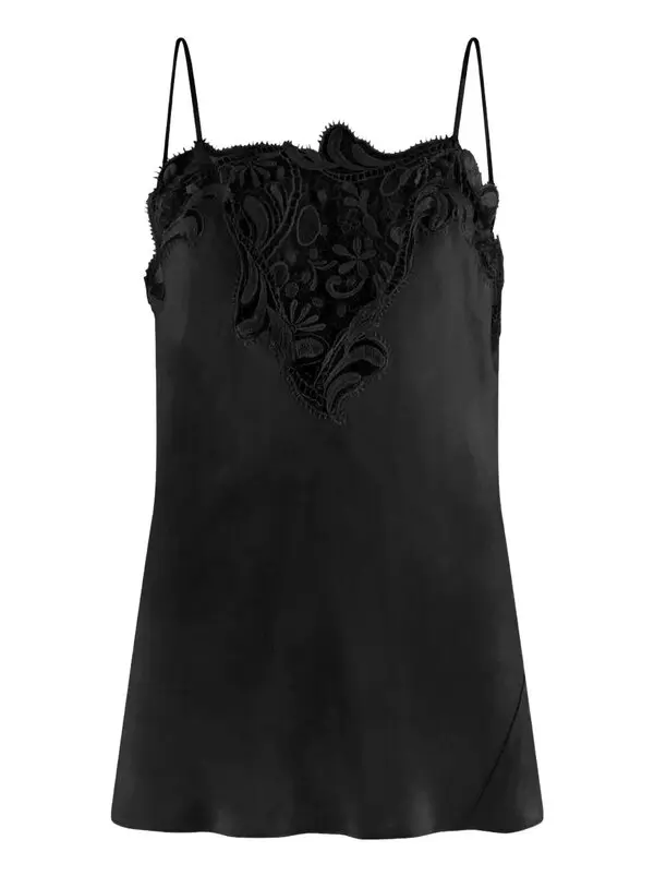 FERRAGAMO Silk Embroidered-lace Top - Black