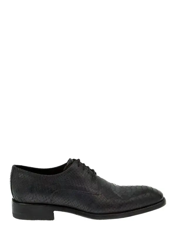 JEAN-BAPTISTE RAUTUREAU Snakeskin-effect Derby Shoes - Black
