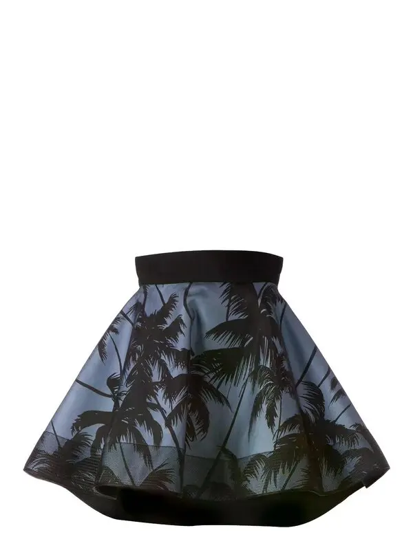 Fausto Puglisi Palm Tree Print Flared Skirt - Blue