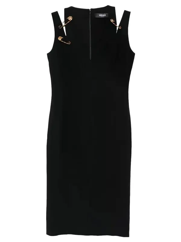 Versace Safety-pin Detail Midi Dress - Black