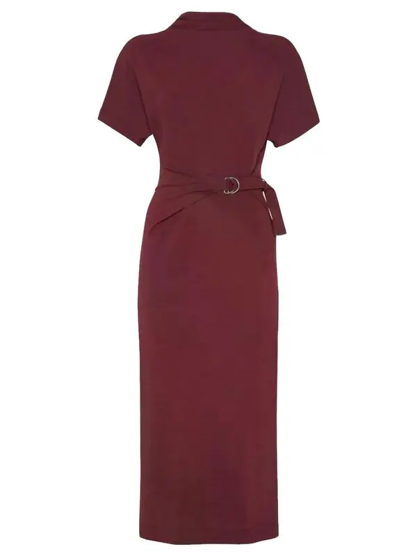 Brunello Cucinelli Belted Midi Dress - Red