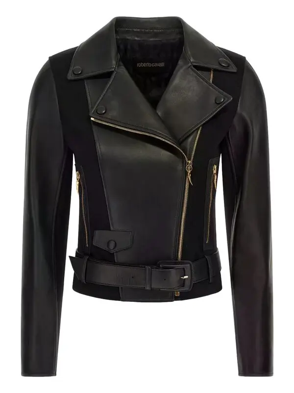 Roberto Cavalli Leather Biker Jacket - Black