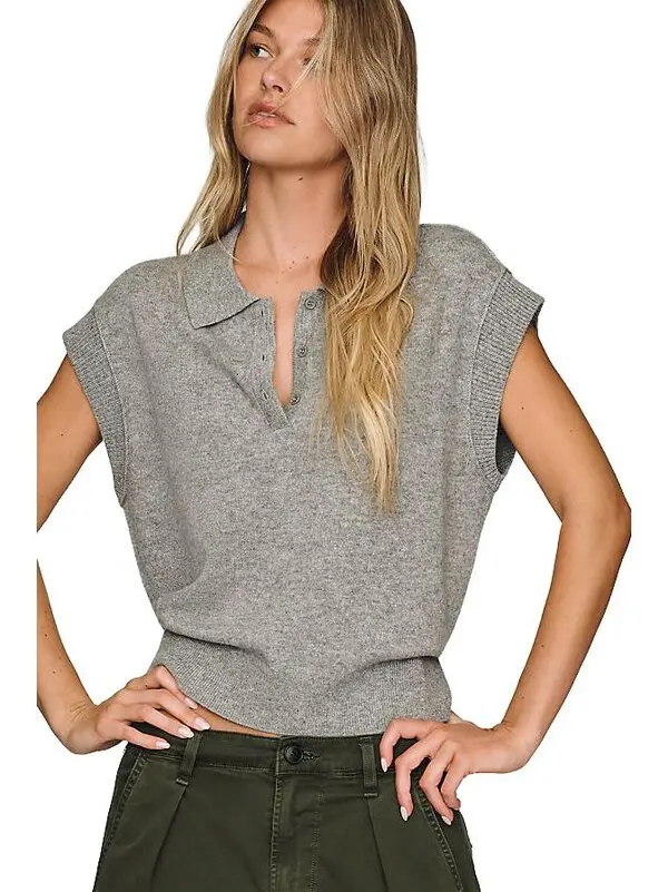 PILCRO Jensen Cashmere Muscle Tank Top - Riverstone