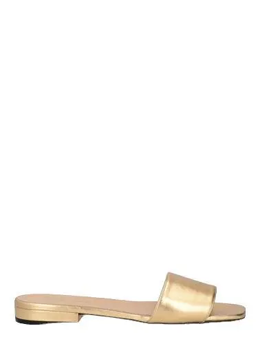 SERGIO ROSSI Leather Slide Sandals - Gold