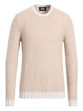 Alpha Studio Sweater In Alpaca Wool Blend - Beige