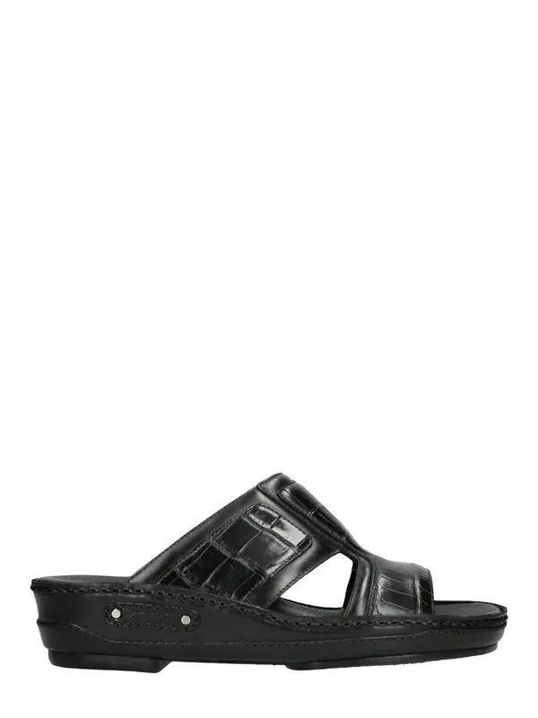 BROTINI Alligator Leather Anticato Sandals - Black
