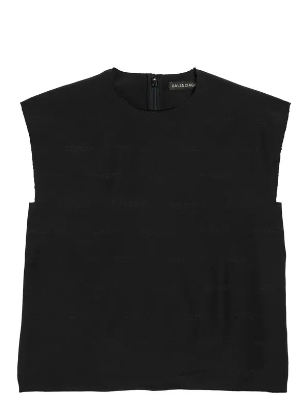 Balenciaga Silk Jacquard License Top - Black