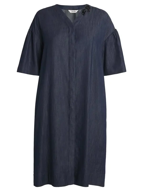Max Mara Embellished Denim Maxi Dress - Blue