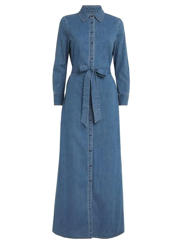 Alice + Olivia Denim Chassidy Maxi Shirt Dress - Blue