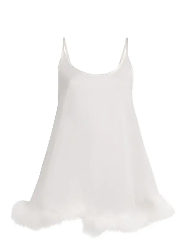 GILDA & PEARL Silk Feather-trim Babydoll Nightdress - Ivory
