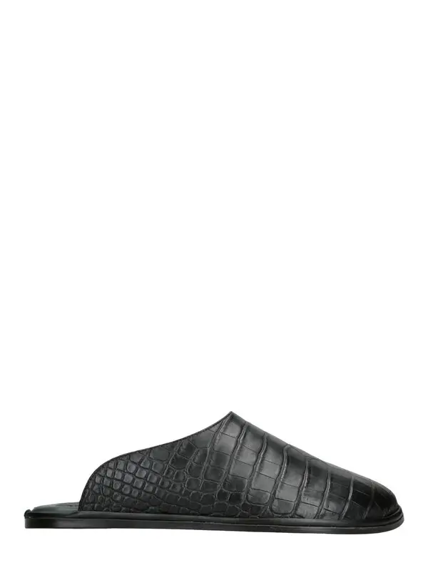 BROTINI Alligator Leather Mules - Black