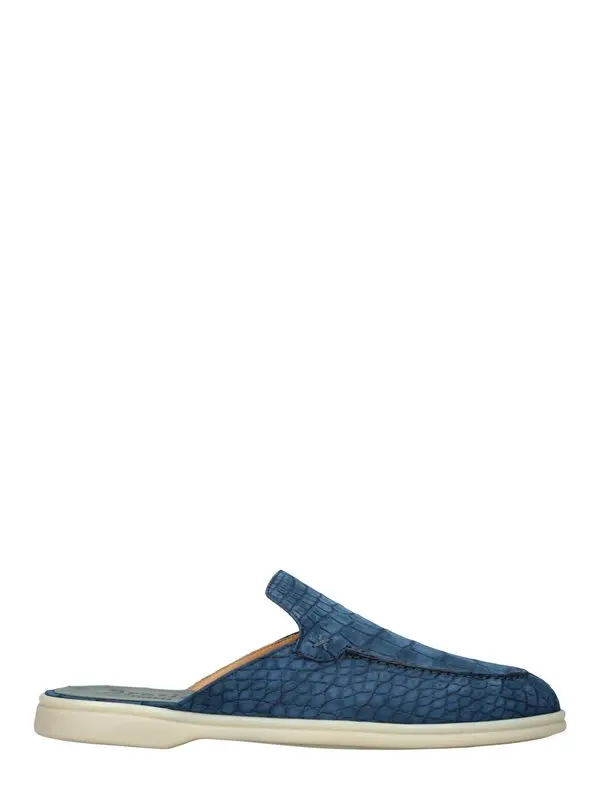 BROTINI Alligator Leather Mules - Navy